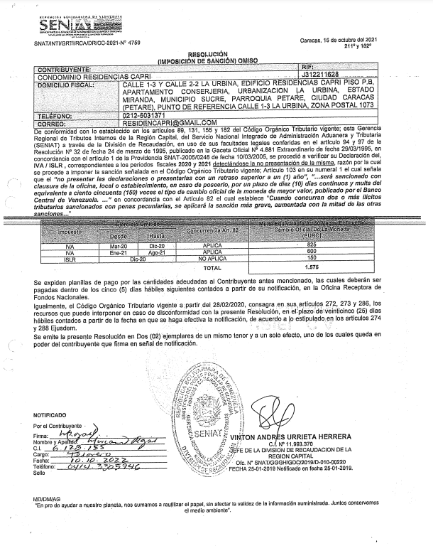 Miedo en condominios: Seniat aplica una multa de $1.000 y se encienden ...