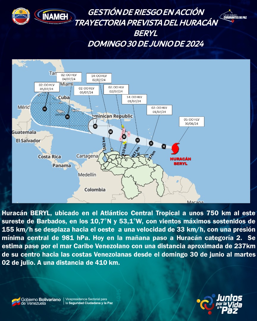El "muy peligroso" huracán Beryl pasará cerca de Venezuela: prohíben la navegación | El Estímulo