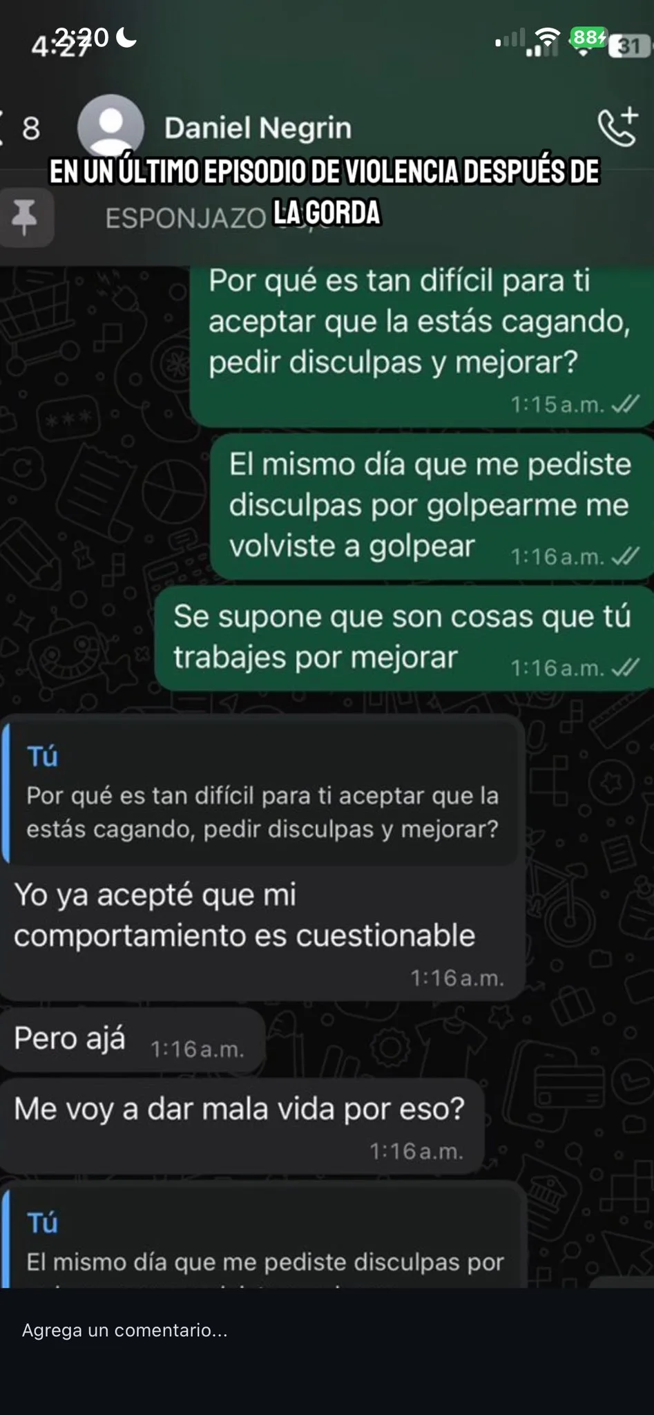 Expareja denuncia a comediante Daniel Negrín por violencia de género